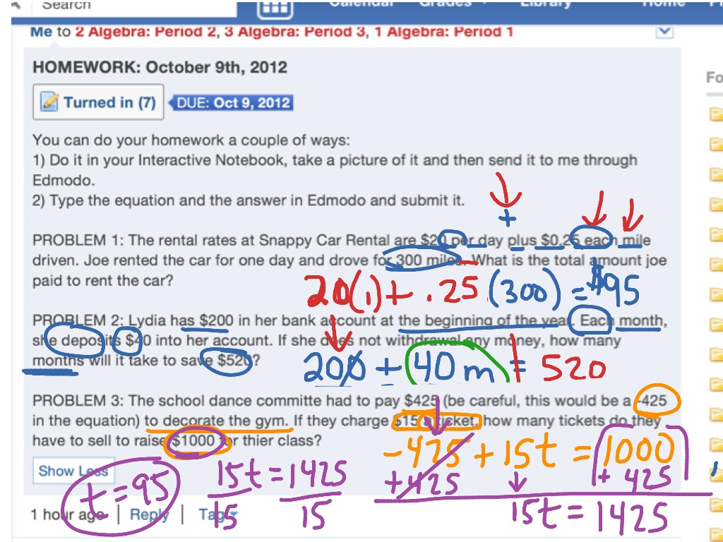 ShowMe Word Problems Graphing Linear Equations